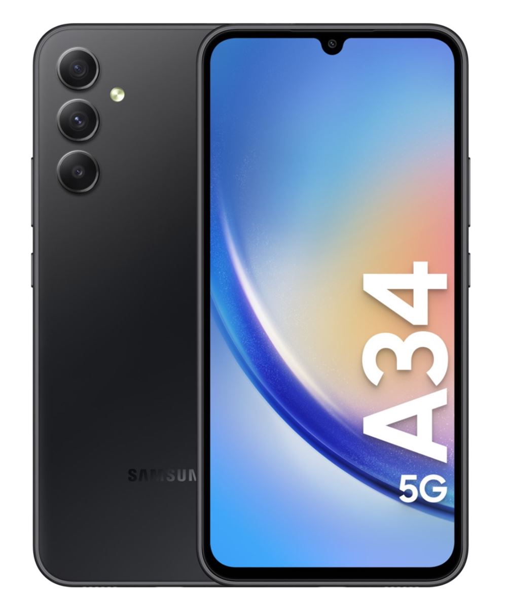 Samsung Galaxy A34 5G (128GB/Graphite) uden abonnement.